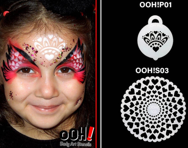 Ooh Stencils, Petite Heart Cluster | Magicboxfacepaints